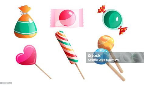 一套甜的美味的巧克力在五顏六色的包裝在不同的形狀平面卡通風格的向量插圖向量圖形及更多糖果圖片 糖果 波板糖 插圖 Istock