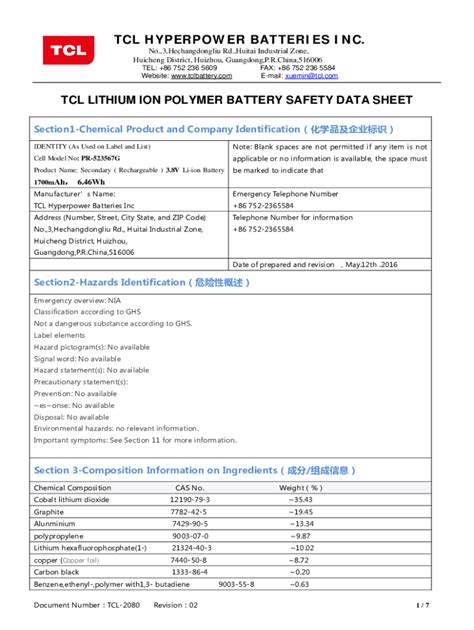 Fillable Online Tcl Hyperpower Batteries Inc Fax Email Print Pdffiller