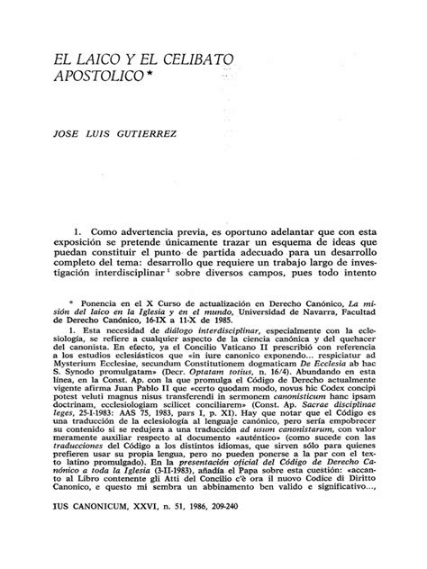 El Laico Y El Celibato Pdf Celibato Laicado