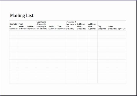 7 Excel Mailing List Template Free Excel Templates