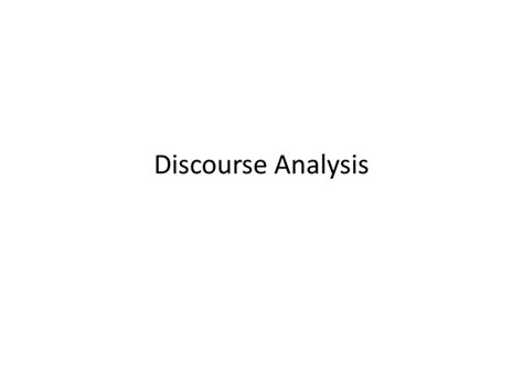 Discourse Analysis
