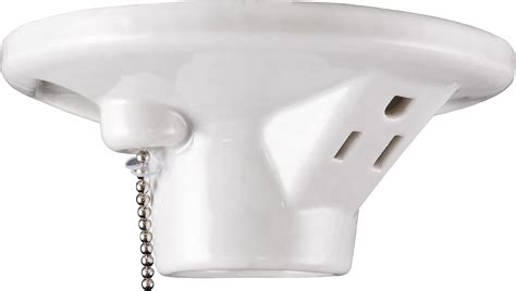 Saysurey 4 Pcs Porcelain Light Socket With Pull Chain White Bulb E27