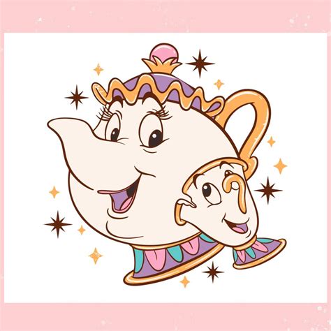 Chip And Mrs Potts Disney Princess Svg Cutting Digital File Inspire Uplift