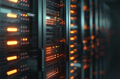 A Row Of Modern Hightech Server Cabinets In An Ultramodern Data Center