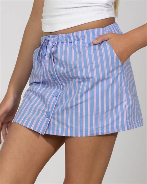 Shop Mooloola Girls Sofia Skort In Bluepink Stripe Fast Shipping