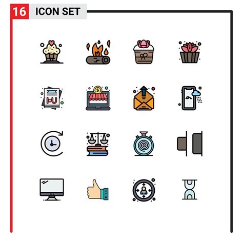 Pictogram Set Of 16 Simple Flat Color Filled Lines Of Love Lotus T Sauna Plant Editable