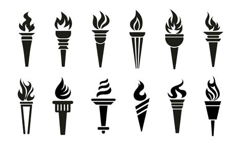 Torch Vector Icon Set Illustration Design Template Symbol Of Victory