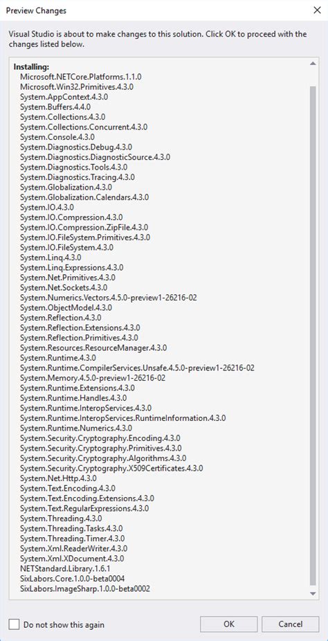 Adding ImageSharp NET Standard Results In Mind Boggling Install Experience Issue