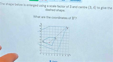 Solved Summary The Shape Below Is Enlarged Using A Scale Factor Of And Centre To Give