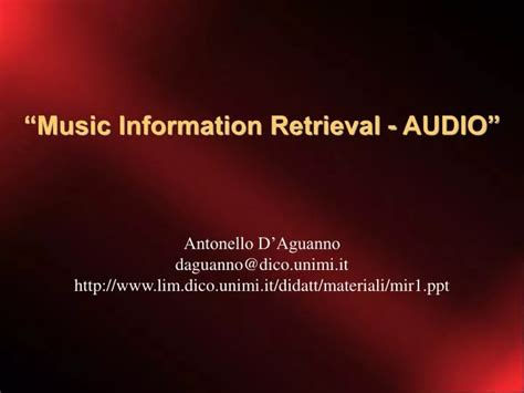 Ppt “music Information Retrieval Audio” Powerpoint Presentation Id 6418853