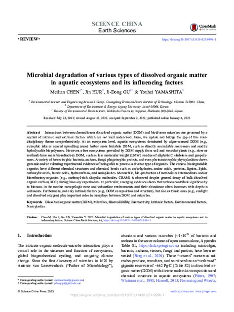 Pdf Microbial Degradation Of Various Types Of Dissolved Organic