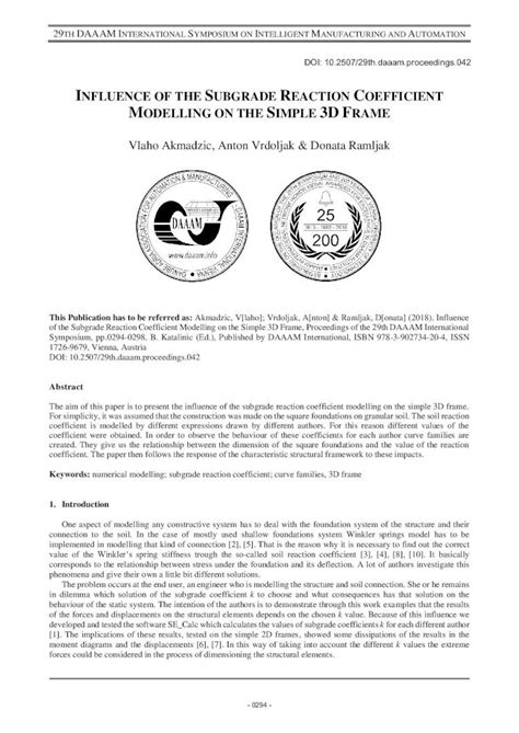 Pdf Influence Of The Subgrade Reaction Coefficient …€¦ · Values Of