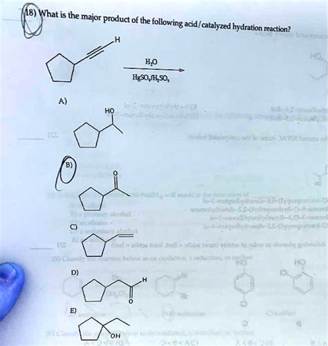 SOLVED: 48) What is the major product of the following acid / catalyzed hydration reaction? HO ...