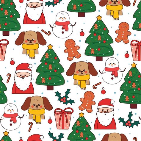 Seamless Pattern Cartoon Christmas And Winter Stuff And Accessories