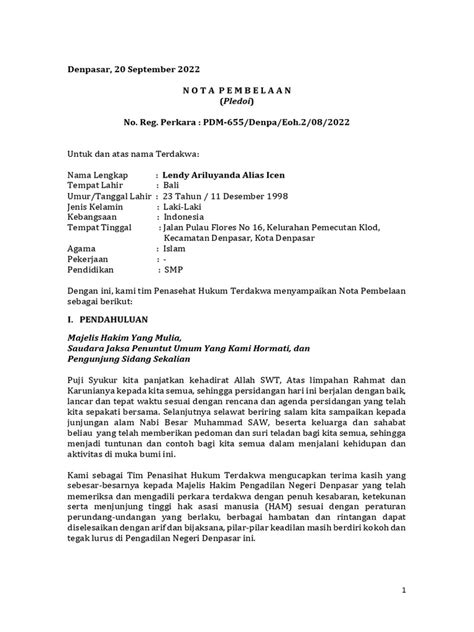 Pledoi Samuel Reynaldi Pdf