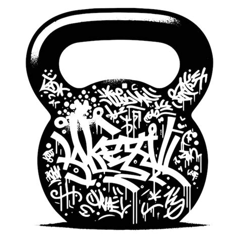 Kettlebell Silhouette Fill With Graffiti Tags Street Calligraphy