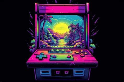 Premium AI Image Retro Inspired Tshirt Design With Old Gaming Device Beautiful Illustration