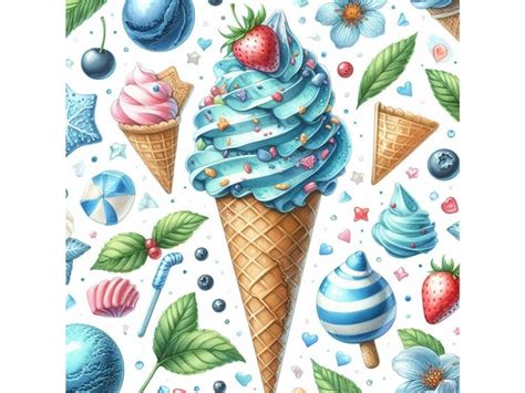 Four Yummy Ice Cream Cone By Dianaxstoyanova Thehungryjpeg