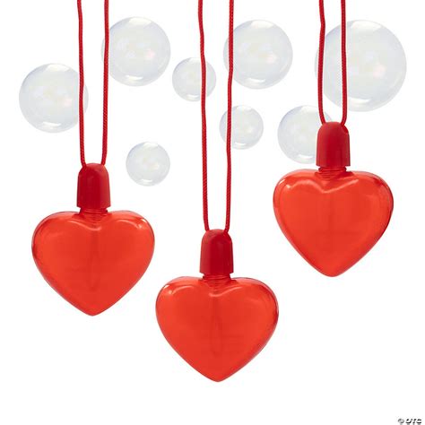 2 3 4 Valentines Day Heart Shaped Bubble Bottle Necklaces 12 Pc
