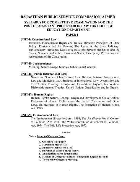 RPSC Syllabus For Asst RAJASTHAN PUBLIC SERVICE COMMISSION AJMER SYLLABUS FOR COMPETITIVE