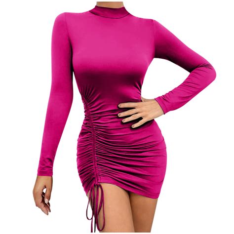 Olyvenn Womens Sexy Hip Wrap Bodycon Tunic Mini Dress Fashion Elegant