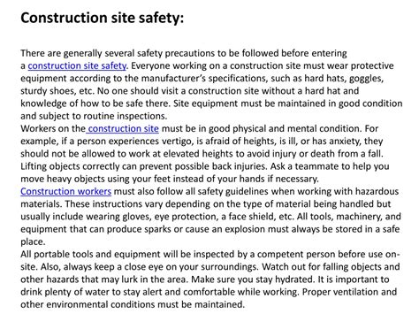 Ppt Construction Site Safety Rules And Regulations Powerpoint