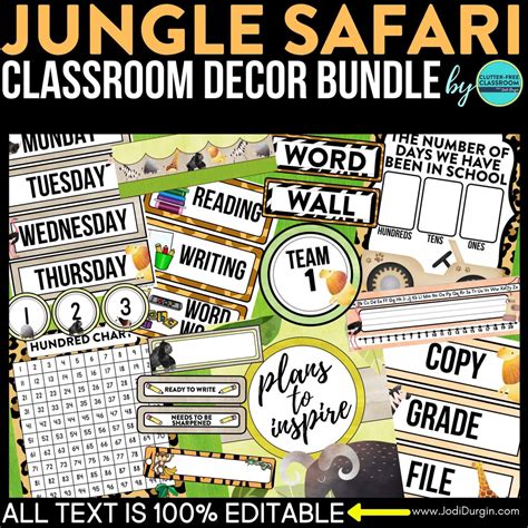 Safari Jungle Theme Classroom Decor Bundle Clutter Free Classroom Store