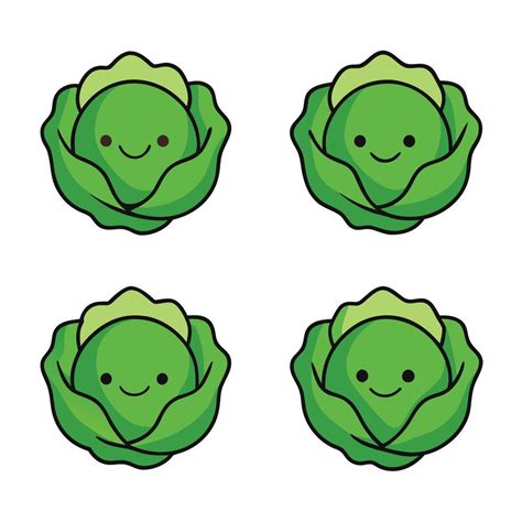 Cute Cabbage Sticker Set 51288416 Vector Art At Vecteezy