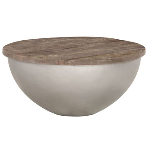 Mesa De Centro Con Forma De Cuenco Madera Maciza Mango Ø60 Cm Leroy