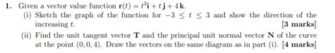 solved 1 given a vector value function r t t i tj 4k
