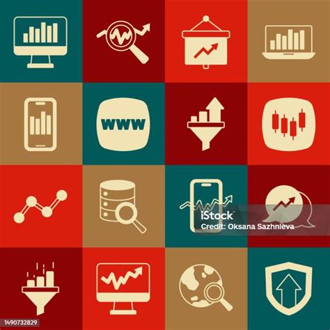 Set Financial Growth Browser With Stocks Market Board Graph Website