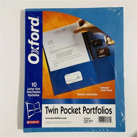 Office Esselte Oxford Twin Pocket Portfolios Folder Thickness 1