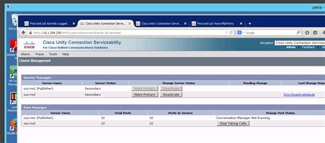 CUC Publisher Shows Secondary Server Status For Both Servers In Cluster Cisco Community