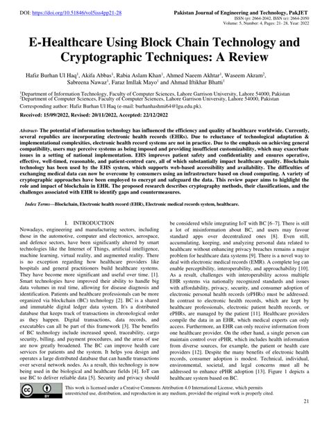Pdf E Healthcare Using Block Chain Technology And Cryptographic