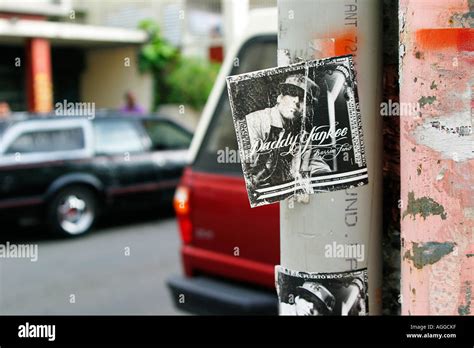 Daddy Yankee Sticker On A Lamp Post On Calle Cerra San Juan Puerto Rico