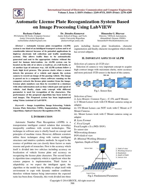 Automatic License Plate Recoganization System Based On Image Processing Using Labview Pdf