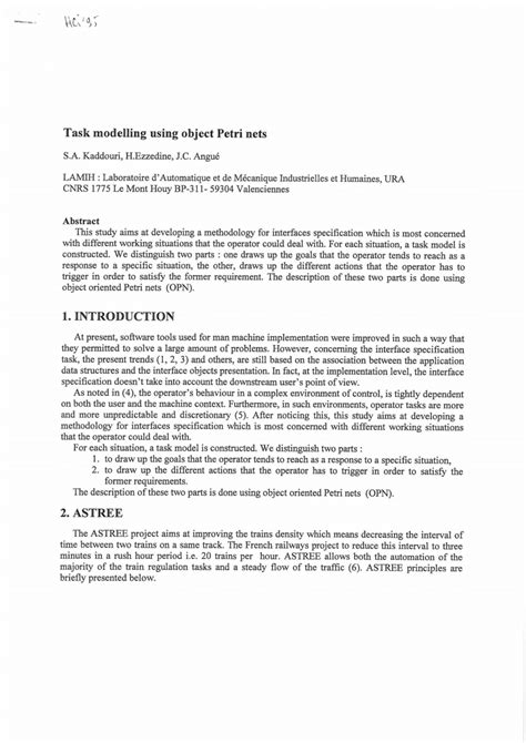 (PDF) Task modelling using object Petri nets