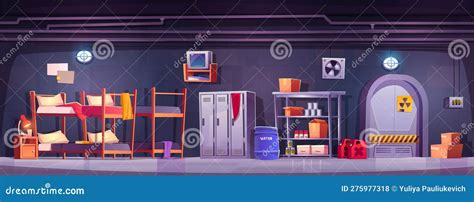 Quarto Secreto De Bunker Subterrâneo De Desenho Animado Ilustração do