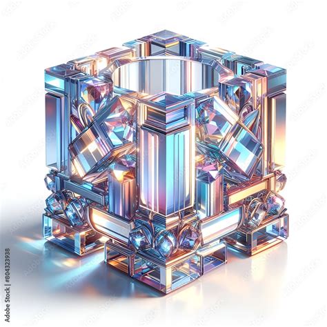 Holographic 3d Cube Holograph Glossy Rainbow Boxcartoon Glass Cube