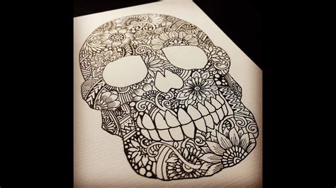 Zentangle Skull ~drawing Process~ Youtube