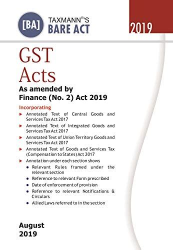 Buy Gst Acts Pocket As Amended By Finance No 2 Act 2019 Bare Act