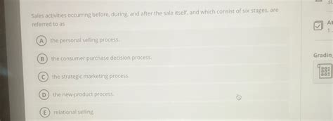 Solved Sales Activities Occurring Before During And After Chegg