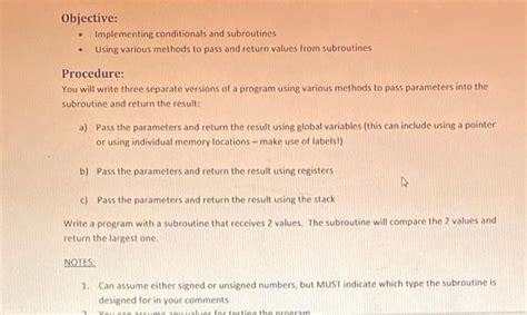 Solved Objective Implementing Conditionals And Subroutines
