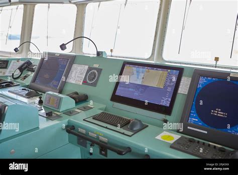 Captains Bridge On The Ship Navigation Equipment Ship Control Captains Bridge On The Ship Navigation Equipment Ship Control
