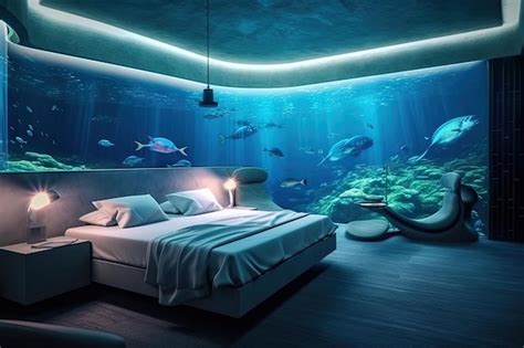 Onderwater Hotel Luxe Kamer Onder Water Aquatische Slaapkamer In