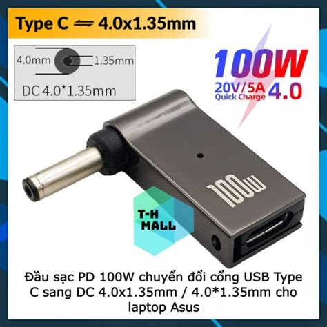 Dây Cáp Sạc Đầu Chuyển Đổi Cổng Pd 100w 65w Cổng Usb Type C Sang Dc 4