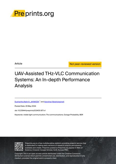 Pdf Uav Assisted Thz Vlc Communication Systems An In Depth Performance Analysis