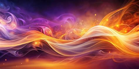 Abstract Wave Energy Flowing Hues Of Orange And Purple With Glowing Particles Generative Ai