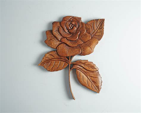 Wooden Rose Rose Wall Decor Wood Carving Wooden Flower Etsy