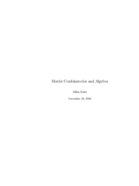 Matrix Combinatorics And Algebra Pdf Matrix Mathematics